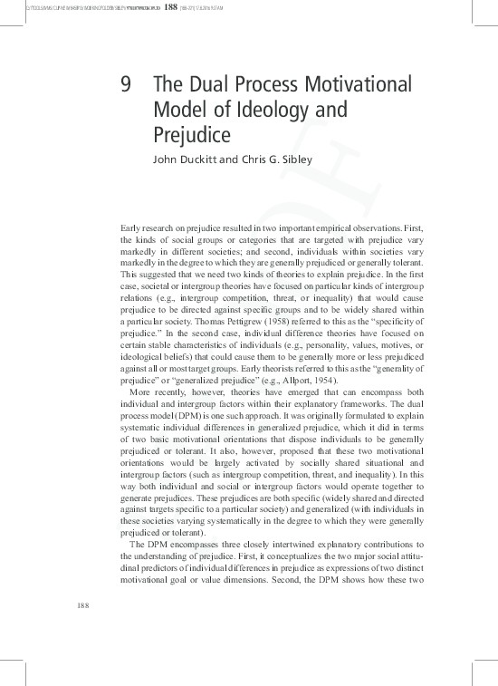 (PDF) 9 The Dual Process Motivational Model of Ideology and Prejudice