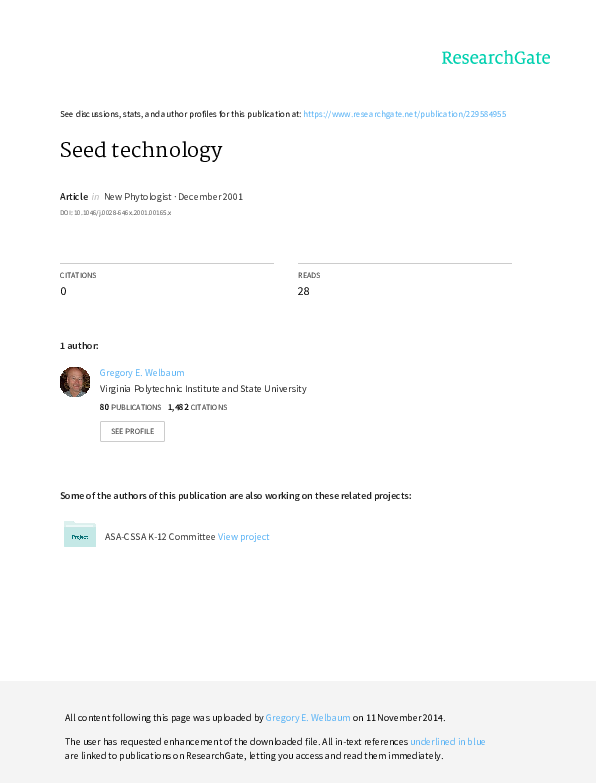(PDF) Seed technology