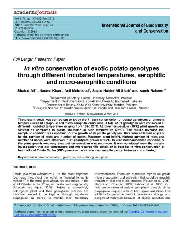 (PDF) International Journal of Biodiversity and Conservation In vitro ...