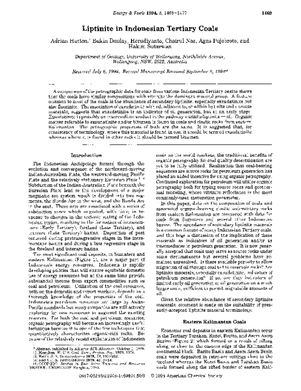 (PDF) Liptinite in Indonesian Tertiary Coals