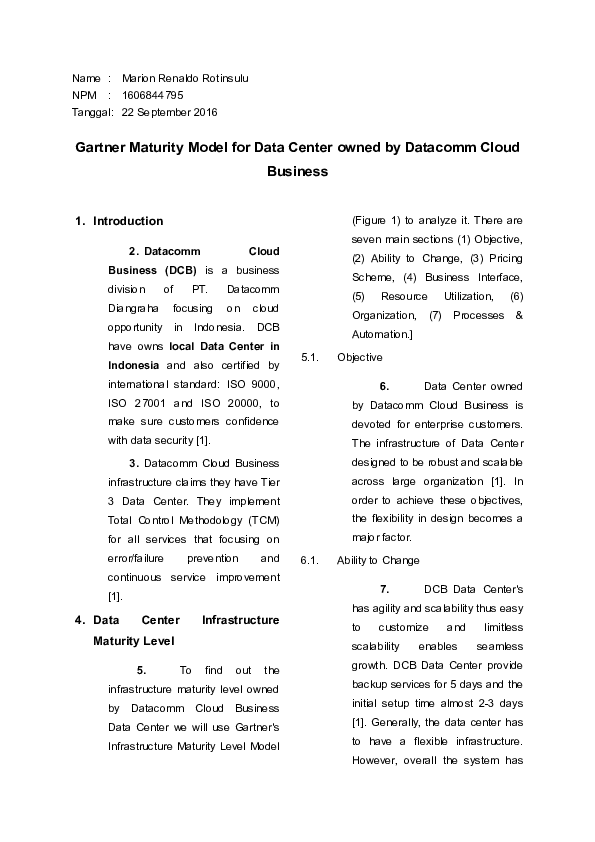 (DOC) Gartner Maturity Model for Data Center owned by Datacomm Cloud ...