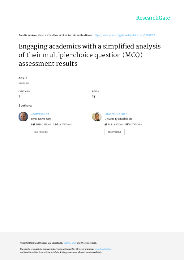 (PDF) Engaging academics with a simplified analysis of their multiple ...