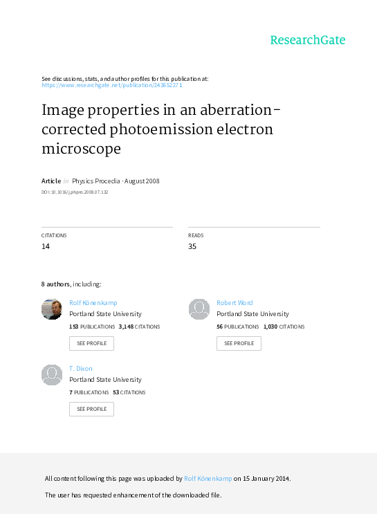 (PDF) Image properties in an aberration-corrected photoemission electron microscope