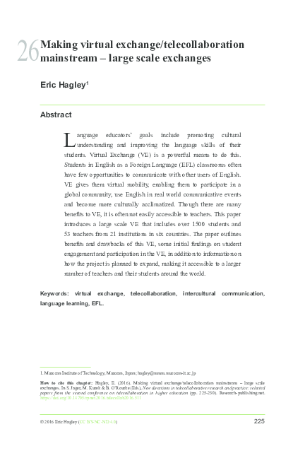 (PDF) Making virtual exchange/telecollaboration mainstream – large ...