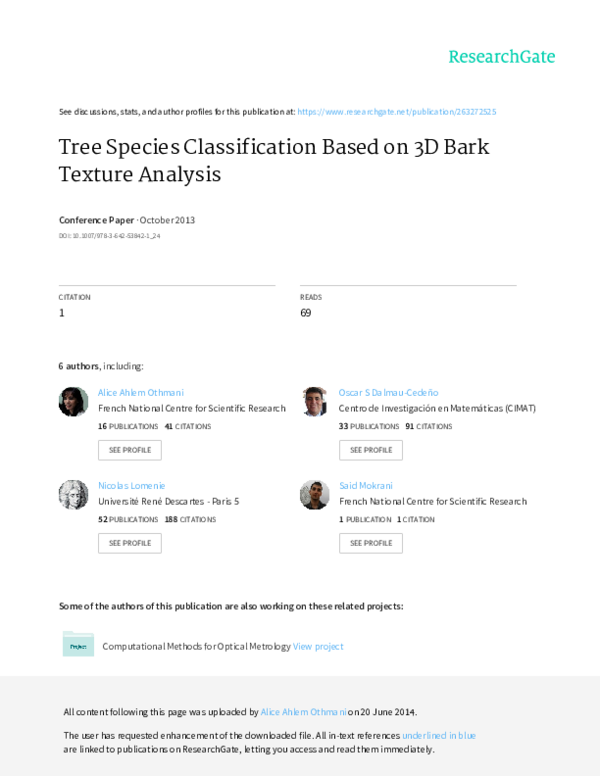 Pdf Tree Species Classification Based On 3d Bark Texture Analysis