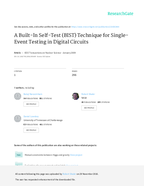 Pdf A Built In Self Test Bist Technique For Single Event Testing In