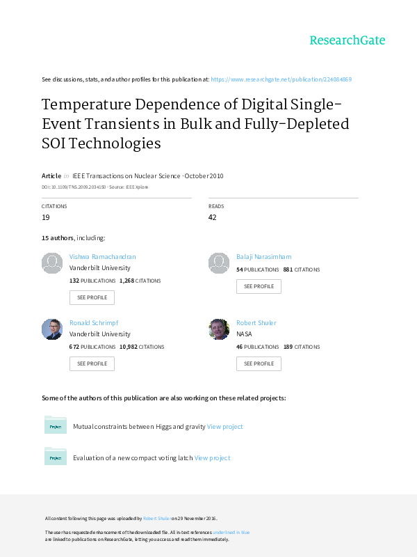 Pdf Temperature Dependence Of Digital Single Event Transients In Bulk And Fully Depleted Soi