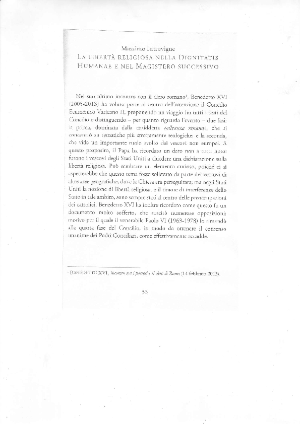 (PDF) La libertà religiosa nella Dignitatis Humanae e nel Magistero ...