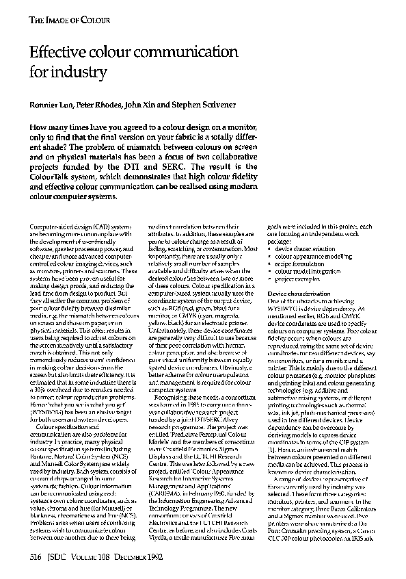 (PDF) Effective colour communication for industry