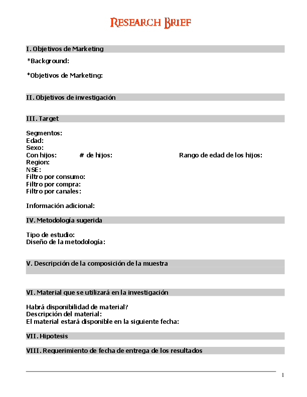 (PDF) Ejemplo de formato Brief de investigacion de Mercado