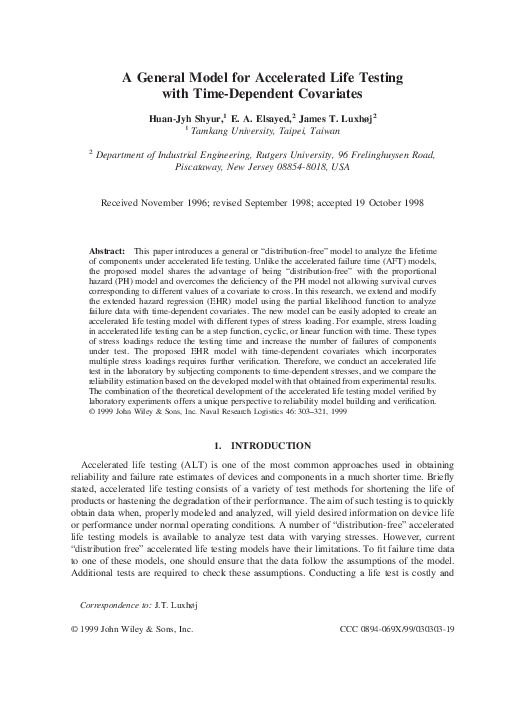 (PDF) A general model for accelerated life testing with time‐dependent ...