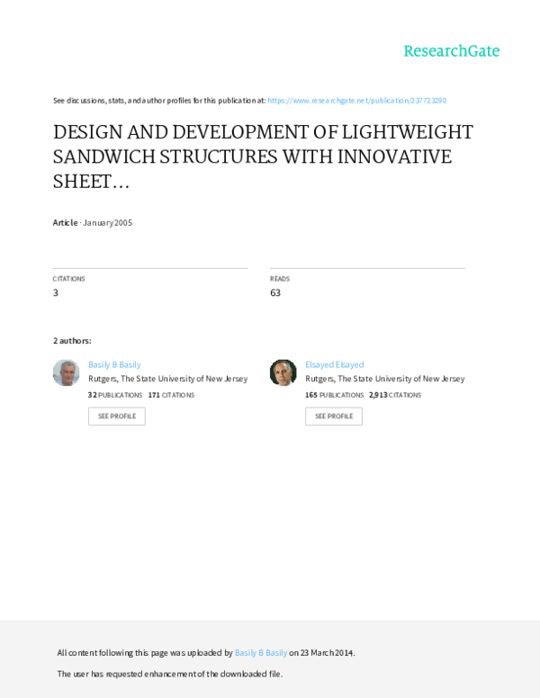 (PDF) Design and Development of Lightweight Sandwich Structures with ...