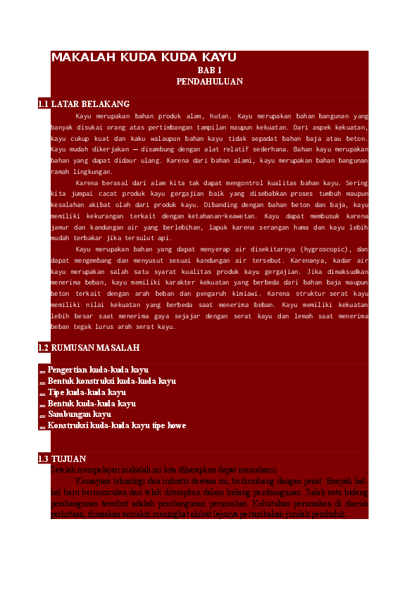 (DOC) MAKALAH KUDA KUDA KAYU