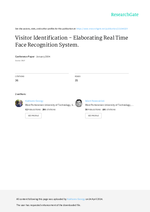 (PDF) Visitor Identification - Elaborating Real Time Face Recognition ...