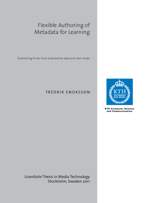 (PDF) Flexible Authoring of Metadata for Learning : Assembling forms from a declarative data and ...
