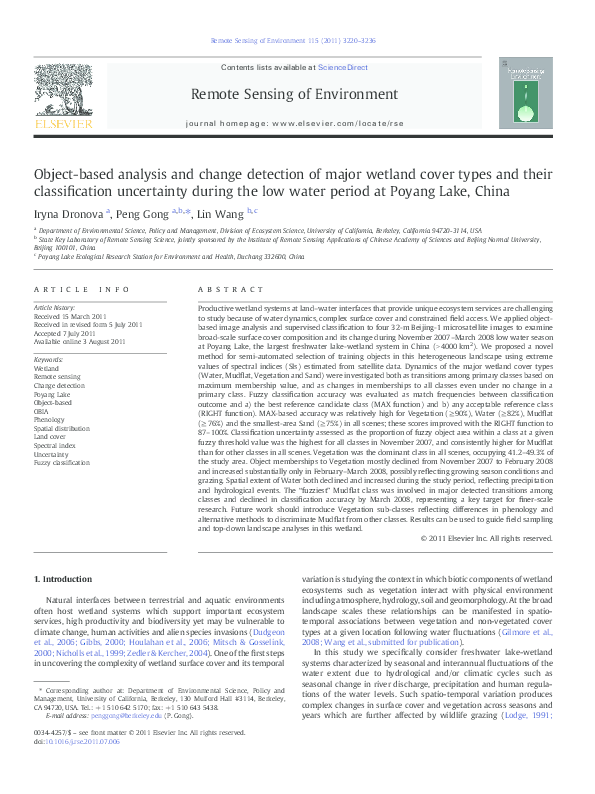 (PDF) Object-based analysis and change detection of major wetland cover types and their ...