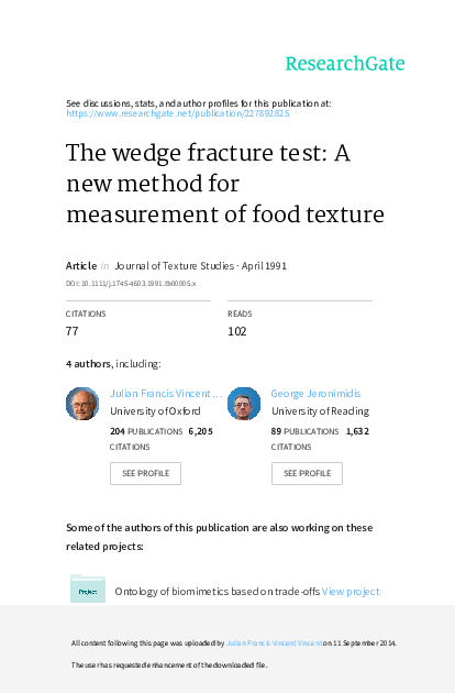 (PDF) Wedge Fracture Test for Measuring Food Texture Properties