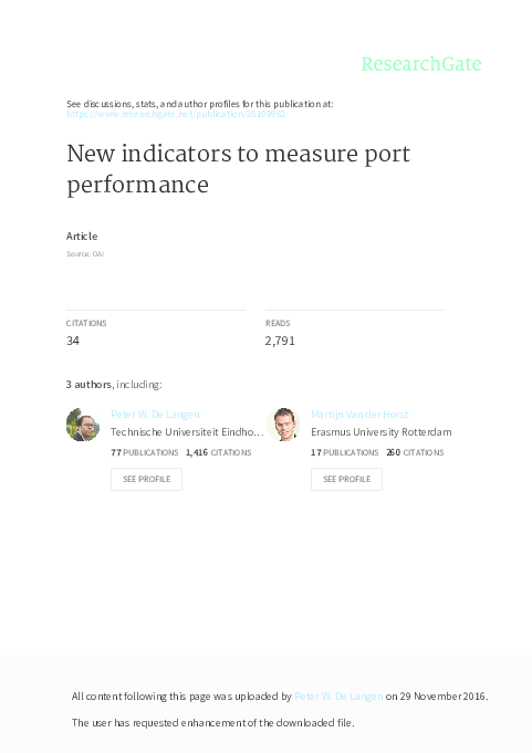 (PDF) New indicators to measure port performance