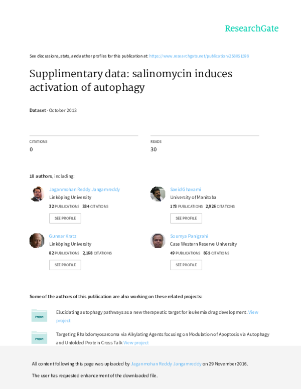 (PDF) Supplimentary data: salinomycin induces activation of autophagy