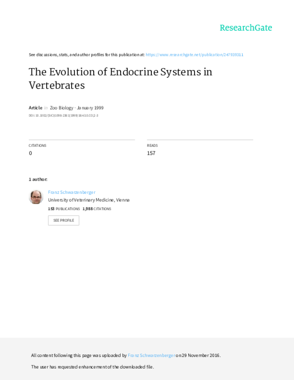 (PDF) The Evolution of Endocrine Systems in Vertebrates