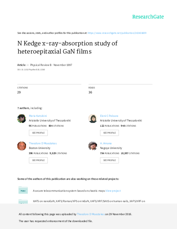 (PDF) N K -edge x-ray-absorption study of heteroepitaxial GaN films
