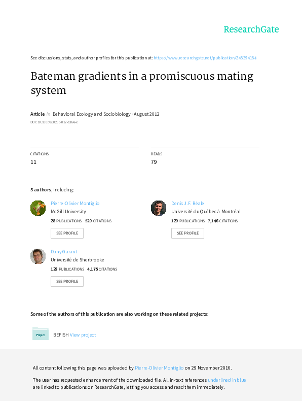 (PDF) Bateman gradients in a promiscuous mating system