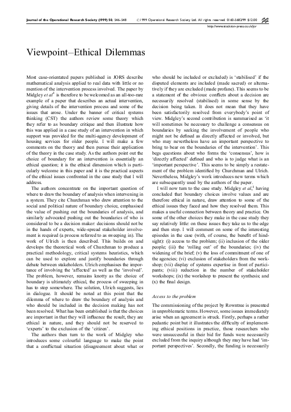 (PDF) Ethical Dilemmas