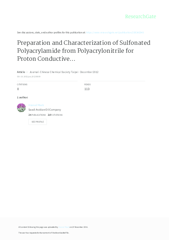 (PDF) Preparation and Characterization of Sulfonated Poly (ether ether ketone)/Phosphated ...