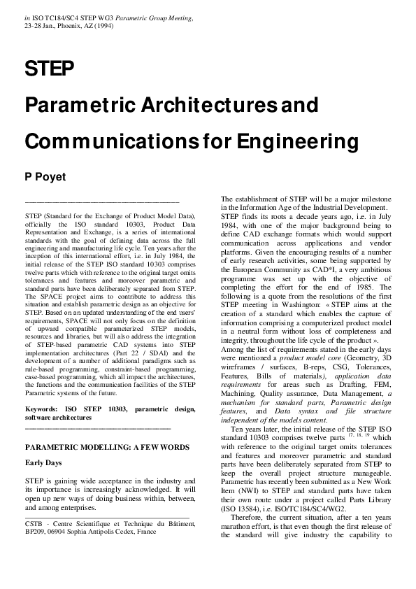 (PDF) STEP Parametric Architectures and Communications for Engineering