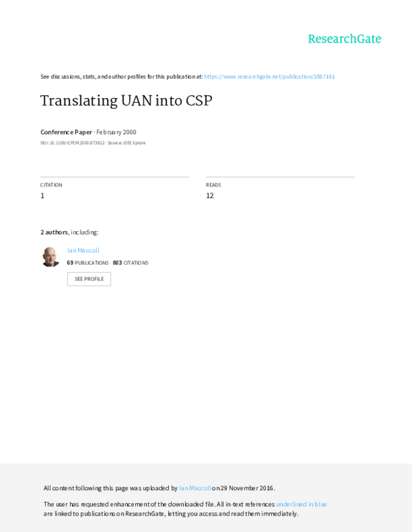 (PDF) Translating UAN into CSP