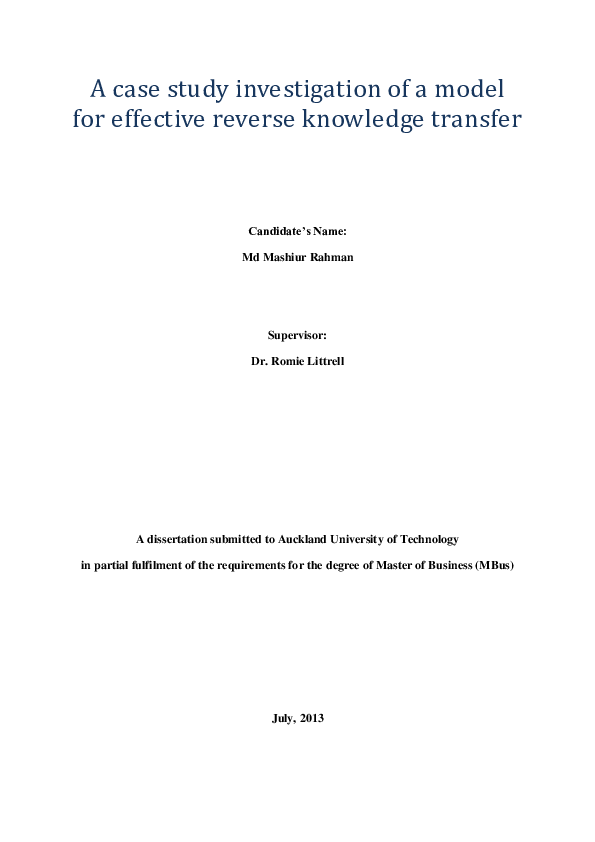 (PDF) A case study investigation of a model for effective reverse ...