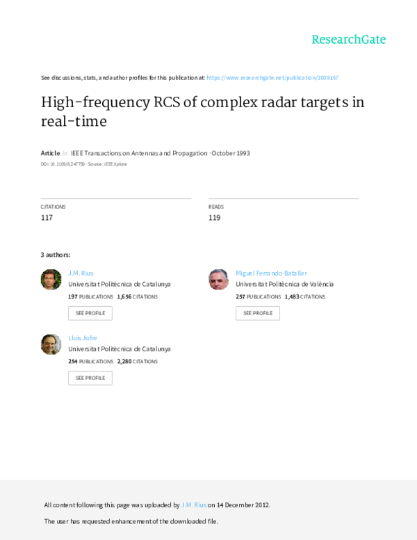 (PDF) High-frequency RCS of complex radar targets in real-time