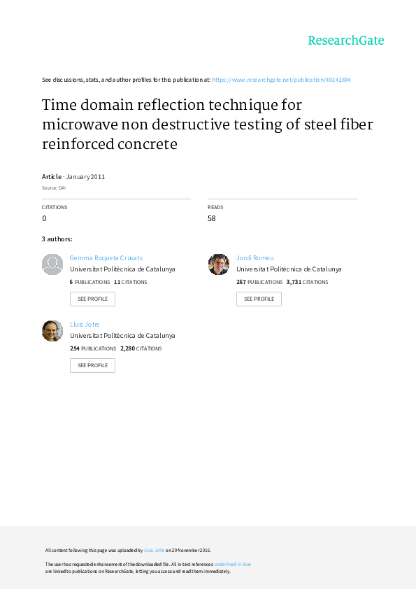 (PDF) Time domain reflection technique for microwave non destructive ...