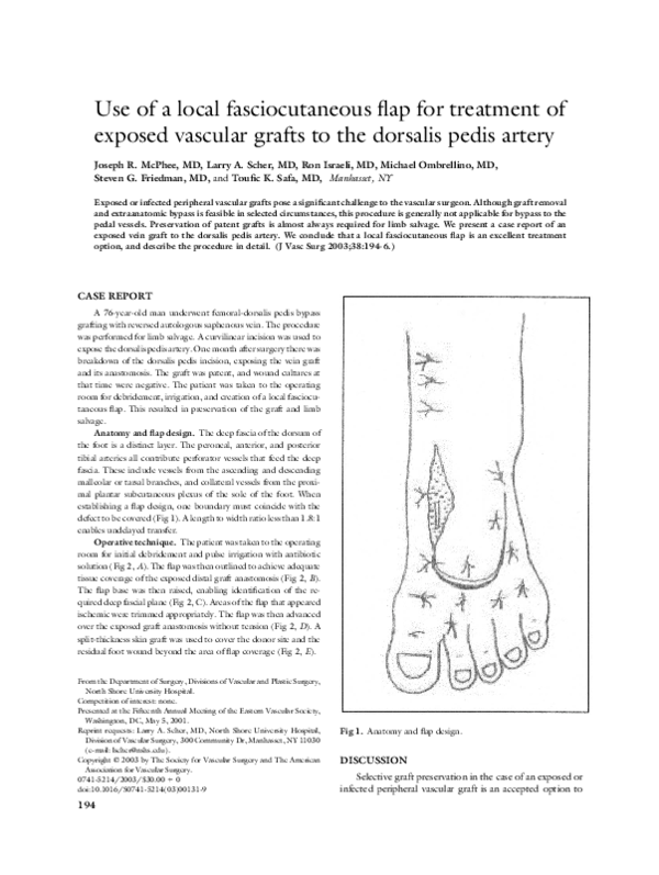 (PDF) Use of a local fasciocutaneous flap for treatment of exposed ...