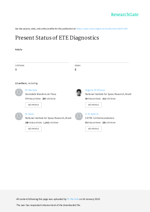 (PDF) Present Status of ETE Diagnostics