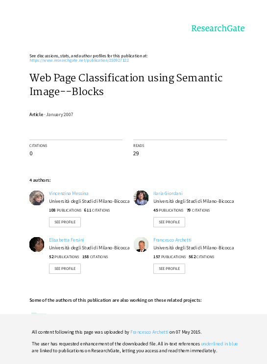 (PDF) Web Page Classification using Semantic Image–Blocks