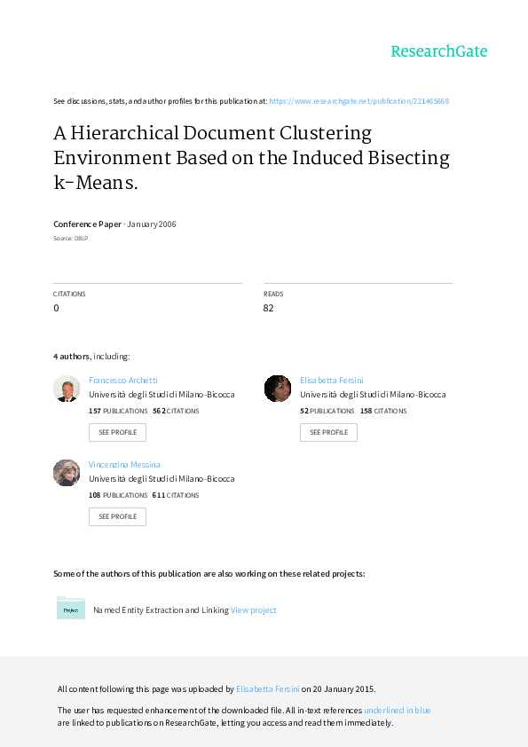 Pdf A Hierarchical Document Clustering Environment Based On The