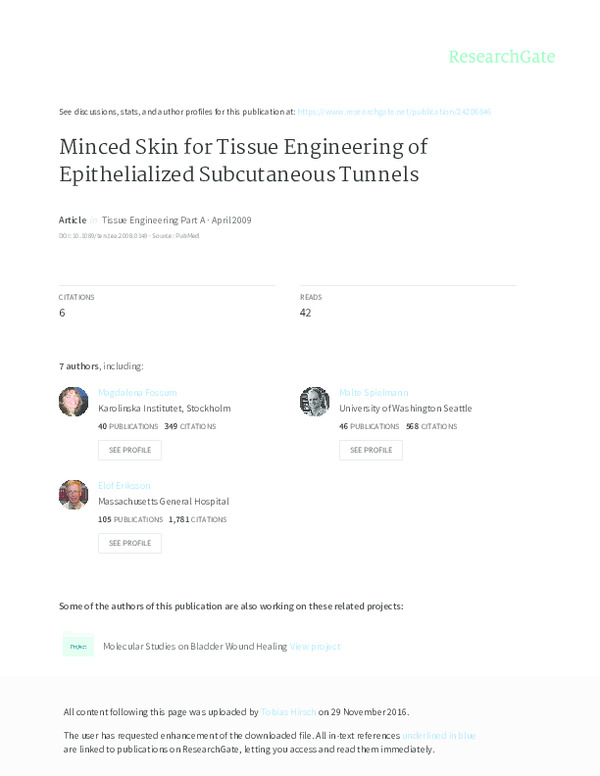 (PDF) Minced Skin for Tissue Engineering of Epithelialized Subcutaneous ...