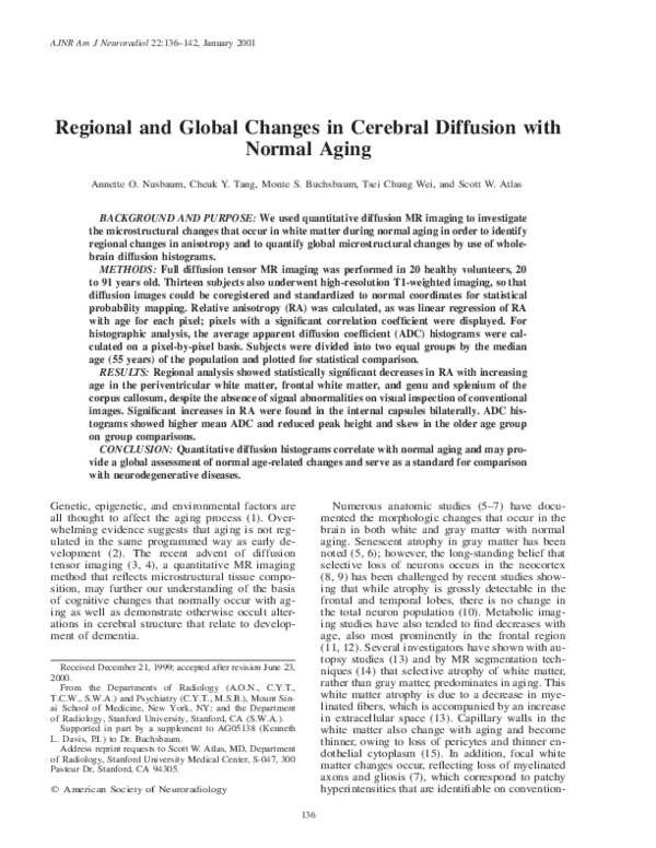 (PDF) Regional and Global Changes in Cerebral Diffusion with Normal Aging