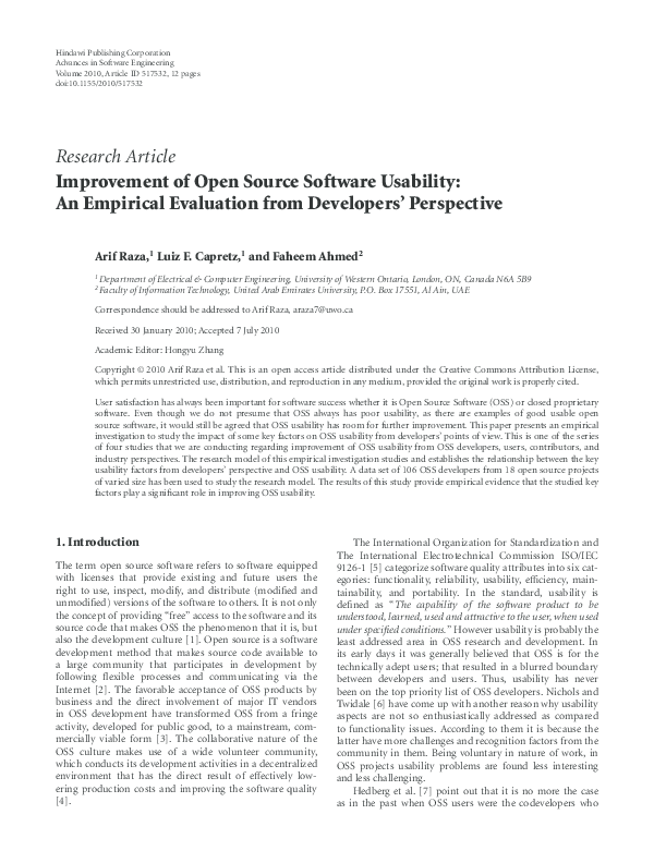 (PDF) Improvement of Open Source Software Usability: An Empirical Evaluation from Developers ...