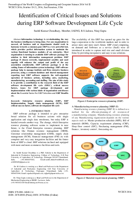 (PDF) Identification of Critical Issues and Solutions during ERP ...