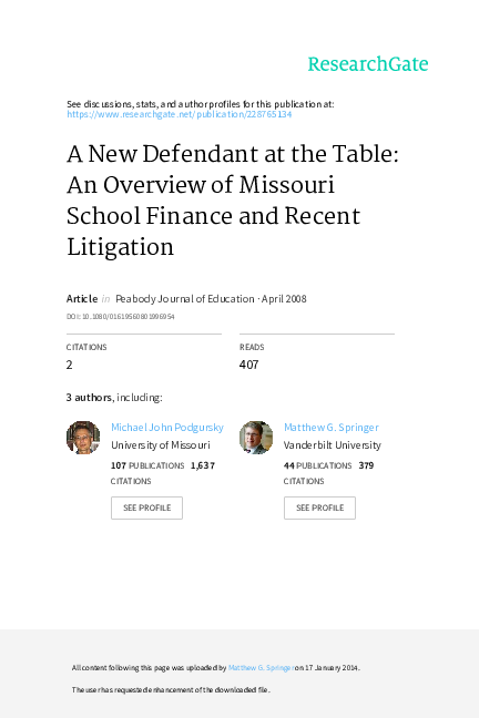 (PDF) A New Defendant at the Table: An Overview of Missouri School ...