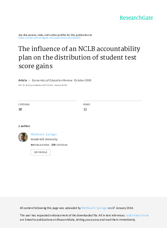 (PDF) The influence of an NCLB accountability plan on the distribution ...