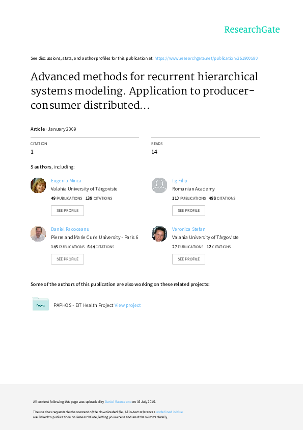 (PDF) Advanced methods for recurrent hierarchical systems modeling. Application to producer ...