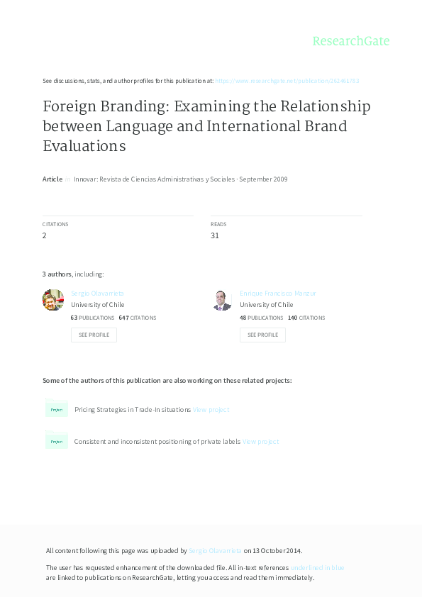 (PDF) Foreign Branding: Examining the Relationship between Language and ...
