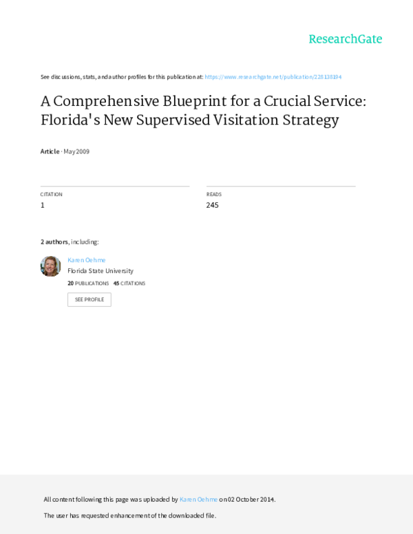 (PDF) A Comprehensive Blueprint for a Crucial Service: Florida's New Supervised Visitation Strategy