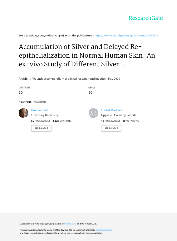 (PDF) Accumulation of silver and delayed re-epithialization in normal ...