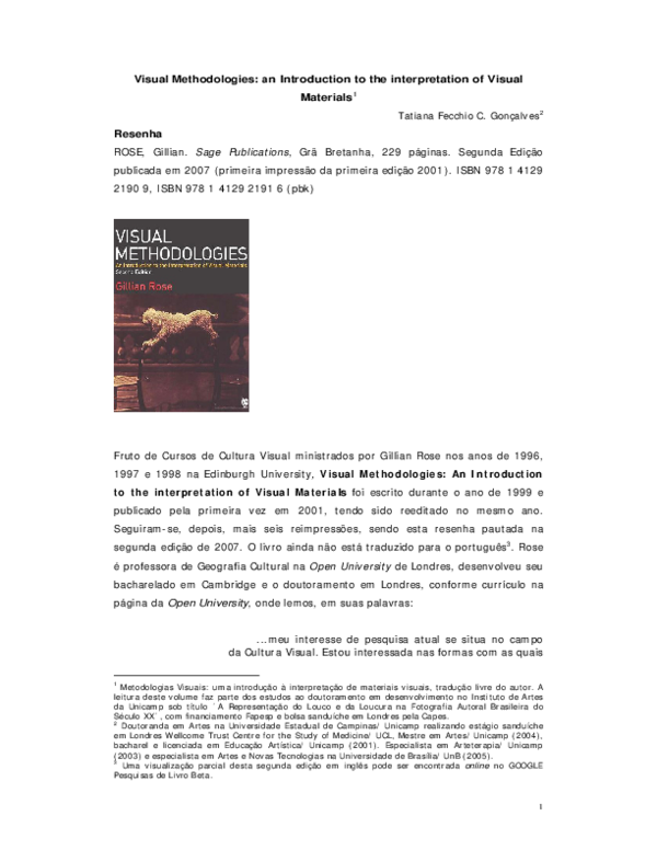 (PDF) Visual methodologies: an introduction to the interpretation of visual materials