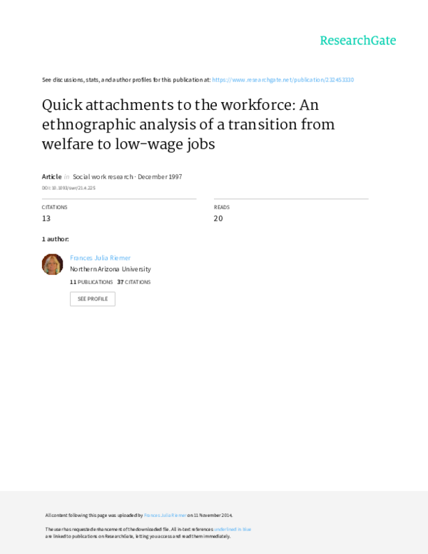 (PDF) Quick attachments to the workforce: An ethnographic analysis of a ...