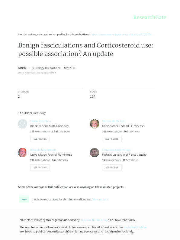 (PDF) Benign fasciculations and corticosteroid use: possible ...